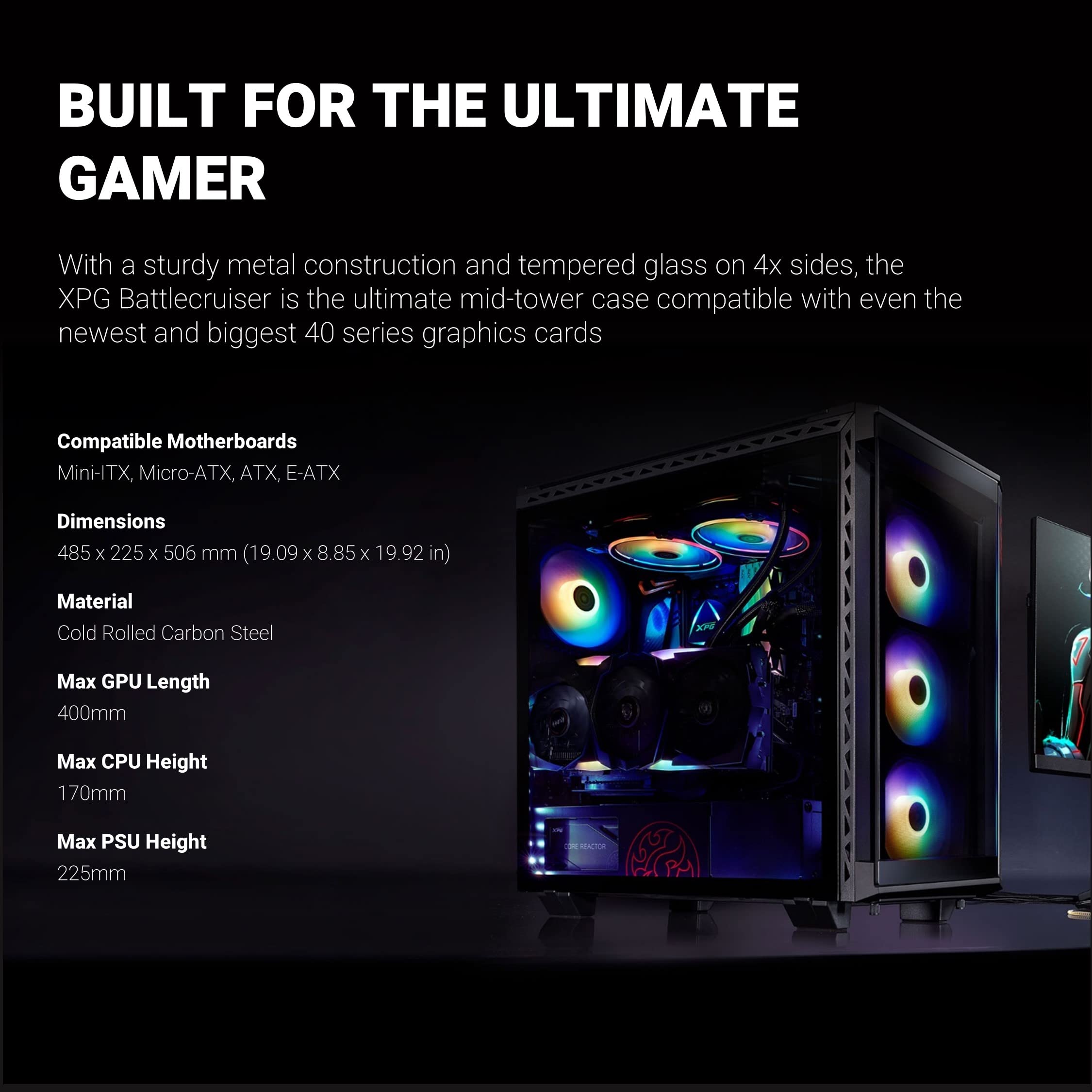 XPG Battlecruiser Mid-Tower ATX PC Gaming Case - Gadget House Nepal