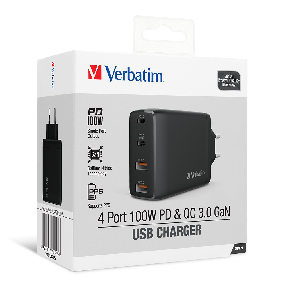 VERBATIM 4 Port 100W Charger - Gadget House Nepal